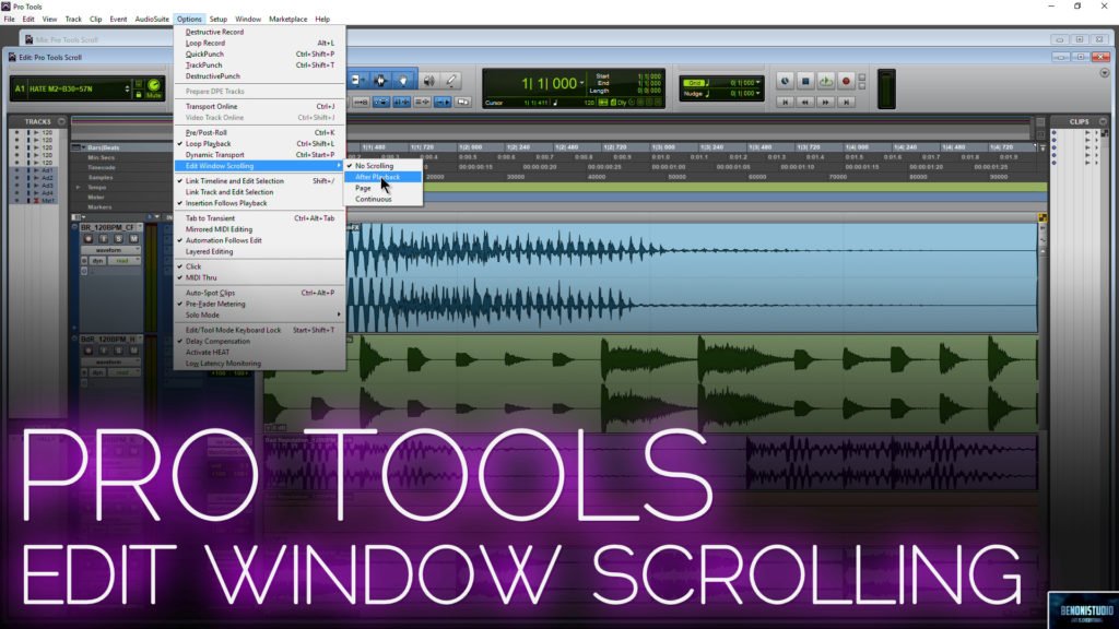 Edit Window Scrolling Options in Pro Tools - benonistudio
