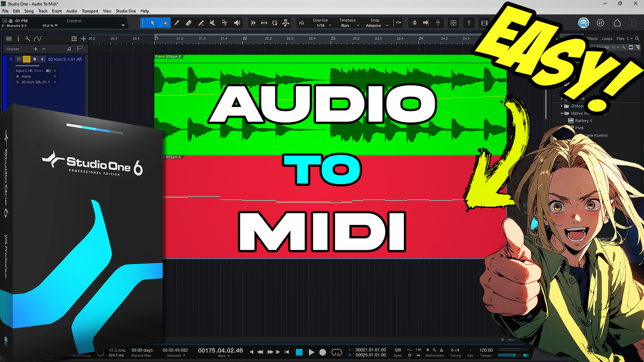 How to Turn AUDIO into MIDI in Studio One 6 - benonistudio