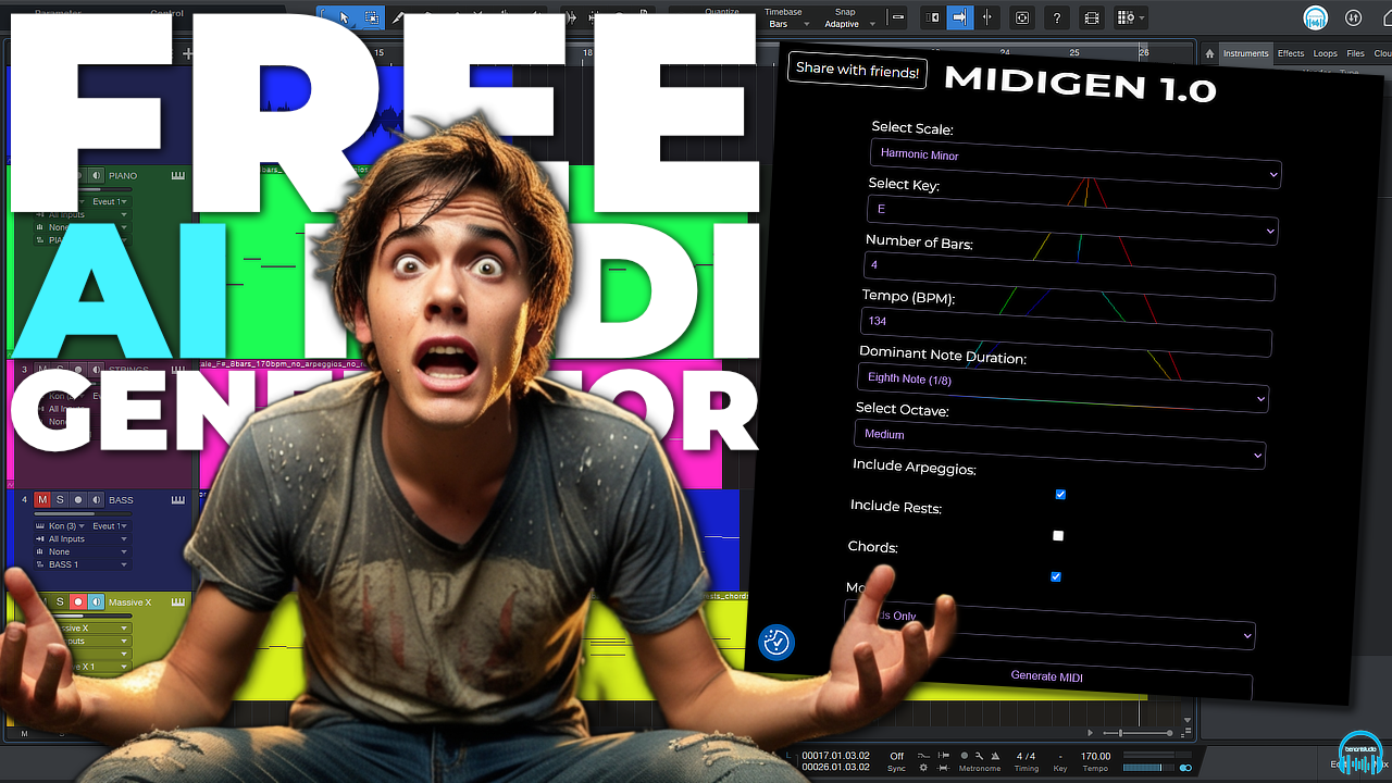 FREE AI MIDI Generator - MIDIGEN - benonistudio